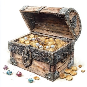 12 Treasure Chest Clipart, Pirate Chest, Printable Watercolor, High ...