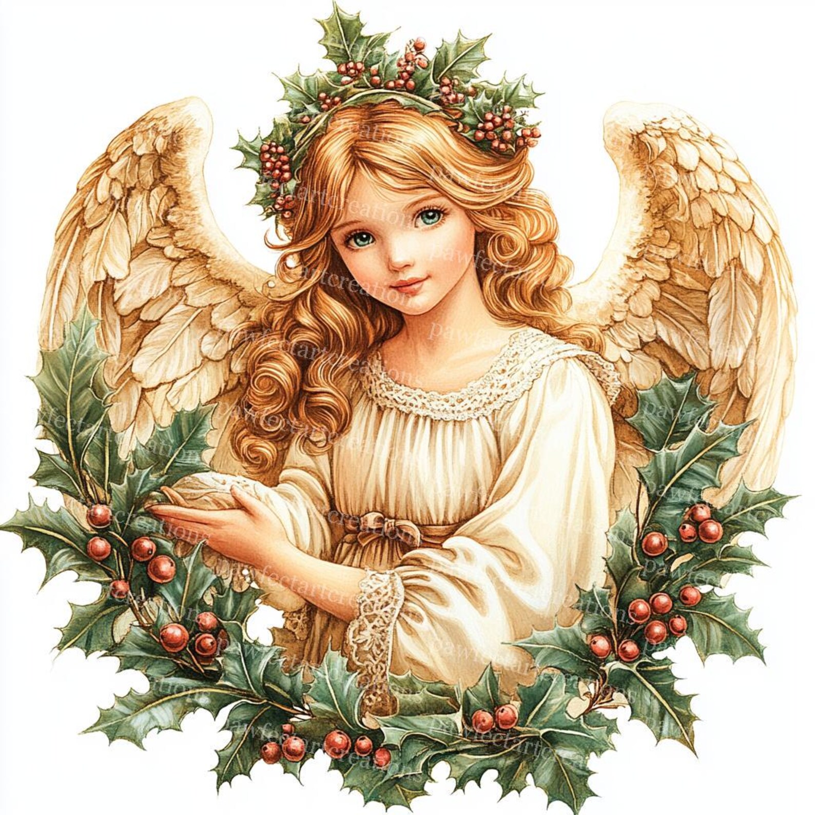 Christmas Angel Watercolor Clipart: Holiday Card & Decor (digital ...