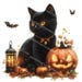 10 Halloween Black Cat Clipart, Cute Cat, Halloween Pumpkin, Printable ...