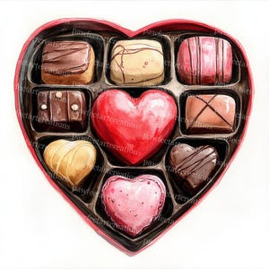 12 Valentine’s Day Chocolate Box Clipart, Candy Box, Printable ...