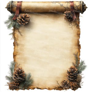 12 Vintage Christmas Scroll Clipart: Watercolor Paper Design (digital ...