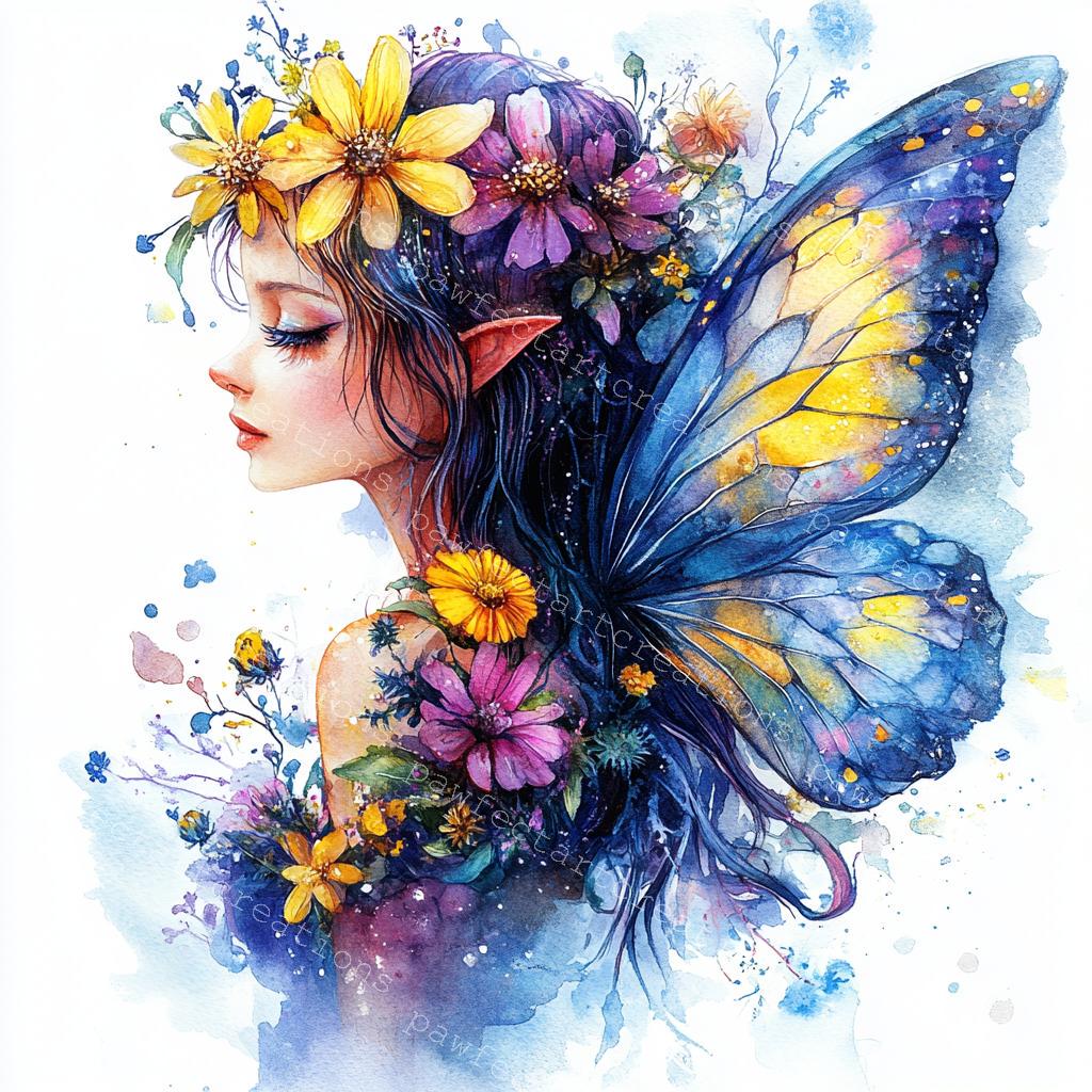 Floral Fairy Clipart: Watercolor Flower Fairies (digital Download) - Etsy
