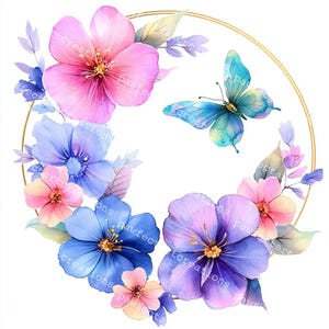 23 Spring Floral Frames Clipart, Spring Flower Borders,wildflower Frame ...