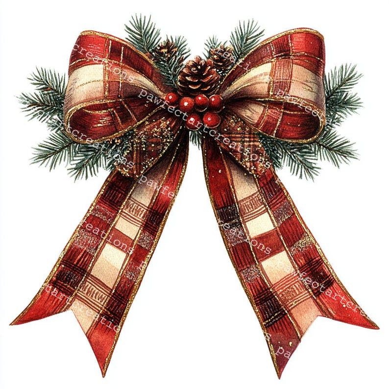 28 Christmas Bows Clipart: Coquette Watercolor Designs (digital ...