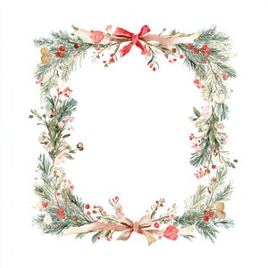 38 Christmas Garland Frame Clipart, PNG, Holly Frame, Greenery Border ...