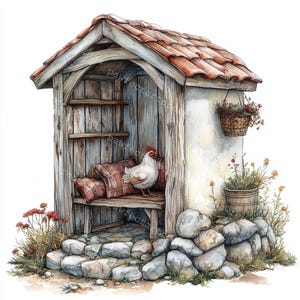 12 Chicken Coop Clipart, Farm Animals, Farmyard Clipart, Printable ...