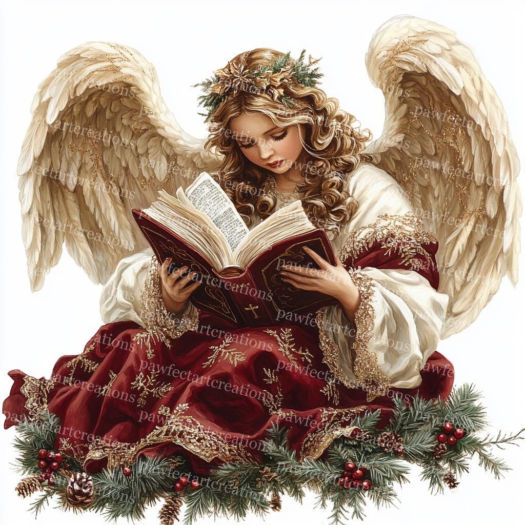 Christmas Angel Clipart: Watercolor Holiday Card Graphics (digital ...