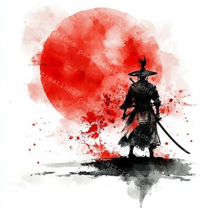 10 Samurai and Moon Clipart, Detailed Samurai Print, Printable ...
