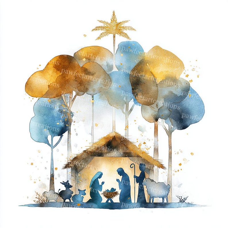 20 Minimalist Nativity Scene Clipart, Merry Christmas, Christmas Scenes ...