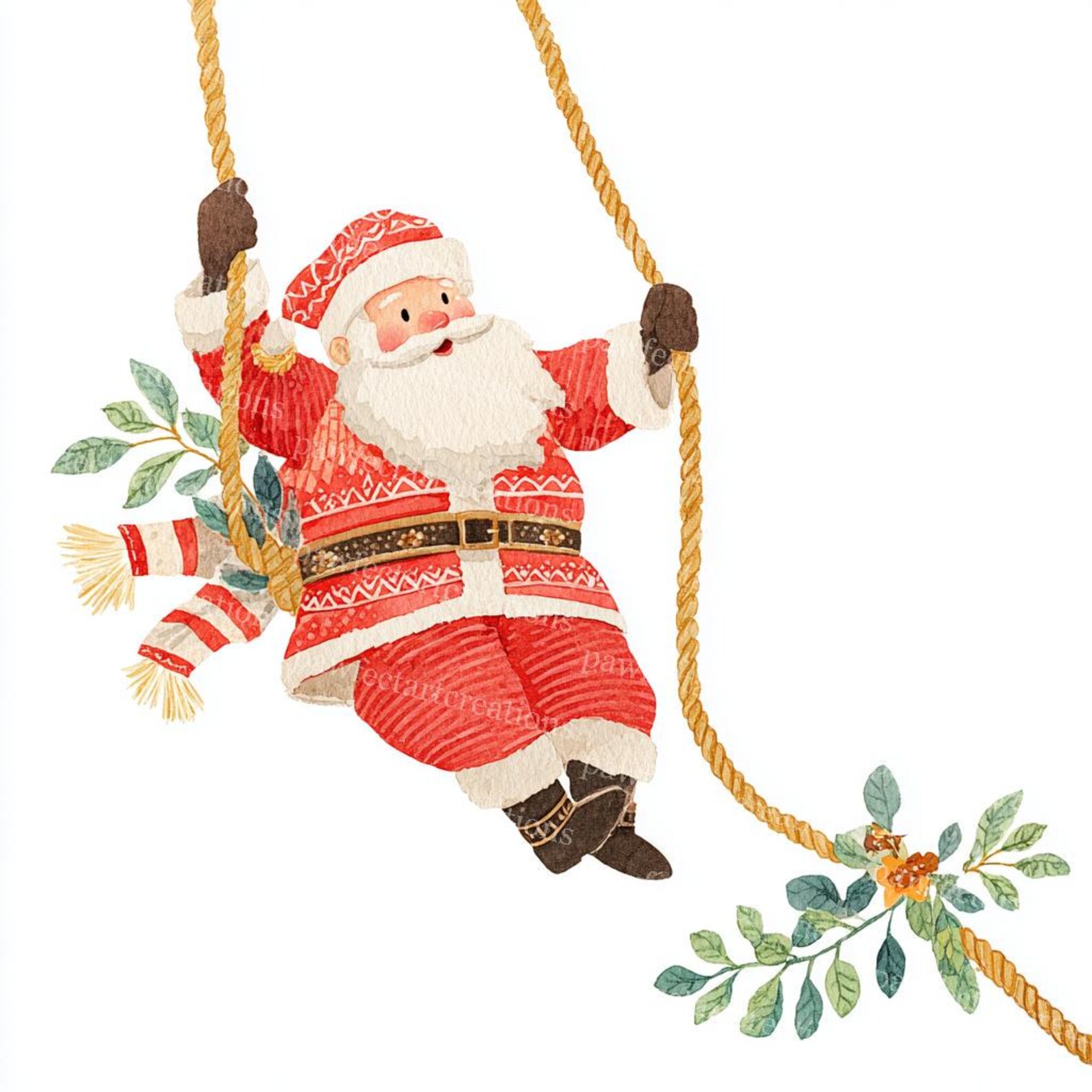 16 Santa Climbing on Rope Clipart, Christmas Art,christmas Card ...