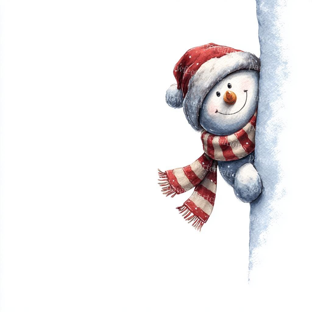 20 Peeking Snowman Clipart, Christmas Clipart, Festive Holiday ...