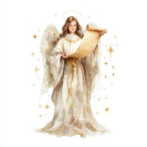 15 Christmas Angel Holding Scroll Clipart,christmas Art,christmas Card ...