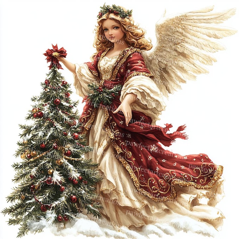 Christmas Angel Clipart: Watercolor Holiday Card Graphics (digital ...