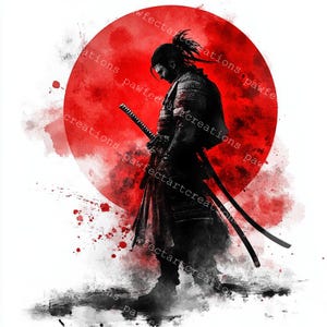 10 Samurai and Moon Clipart, Detailed Samurai Print, Printable ...