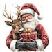 10 Santa With Deer Clipart, Christmas Card, Reindeer, Printable ...