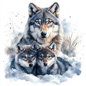 12 Wolf Family Clipart, Wolf and Baby Wolf, Little Wolf Cub,printable ...