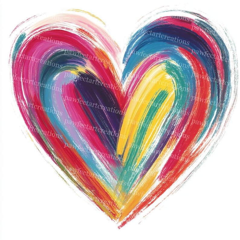 10 Valentine's Day Heart Clipart, Colorful Heart, Love Heart,rainbow ...