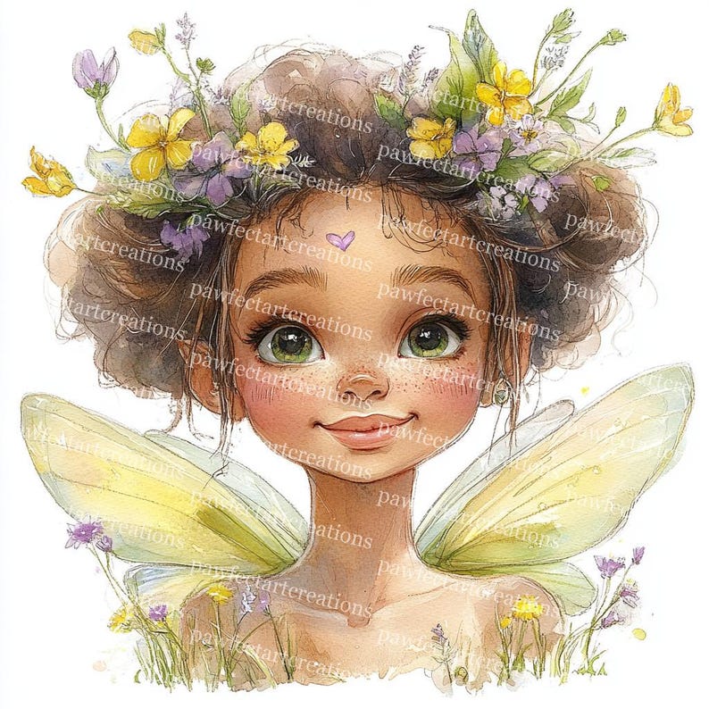 Black Girl Floral Fairy Clipart: Watercolor Jpgs (digital Download) - Etsy