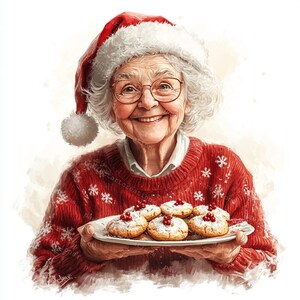 Christmas Old Lady Clipart: Watercolor Granny Jpgs (digital Craft) - Etsy