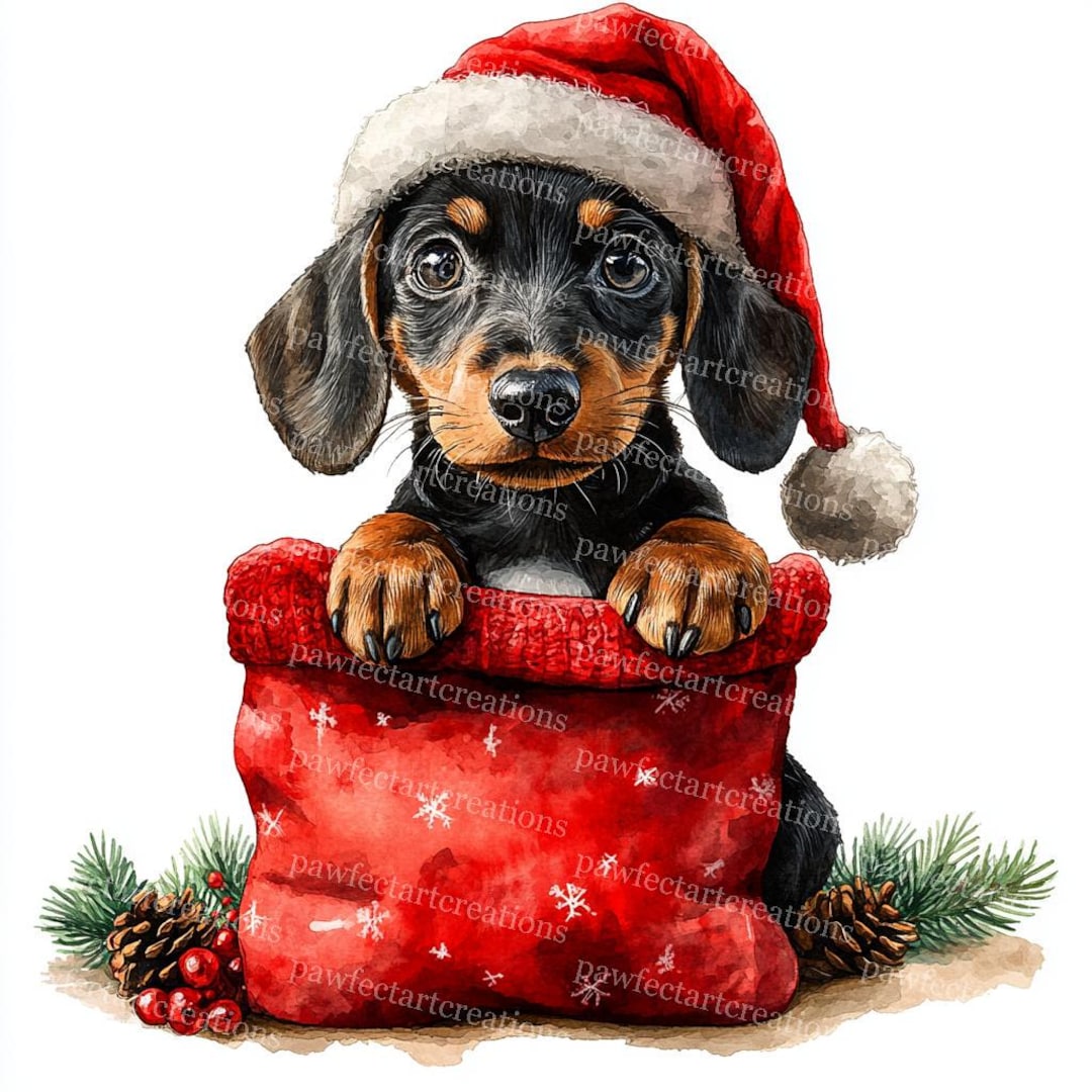 13 Christmas Dachshund Clipart, Christmas Dog, Dog Lover, Printable ...