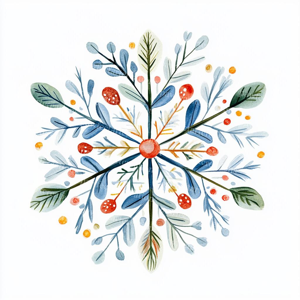 16 Scandinavian Folk Art Snowflake Clipart, Watercolor Snowflake,winter ...