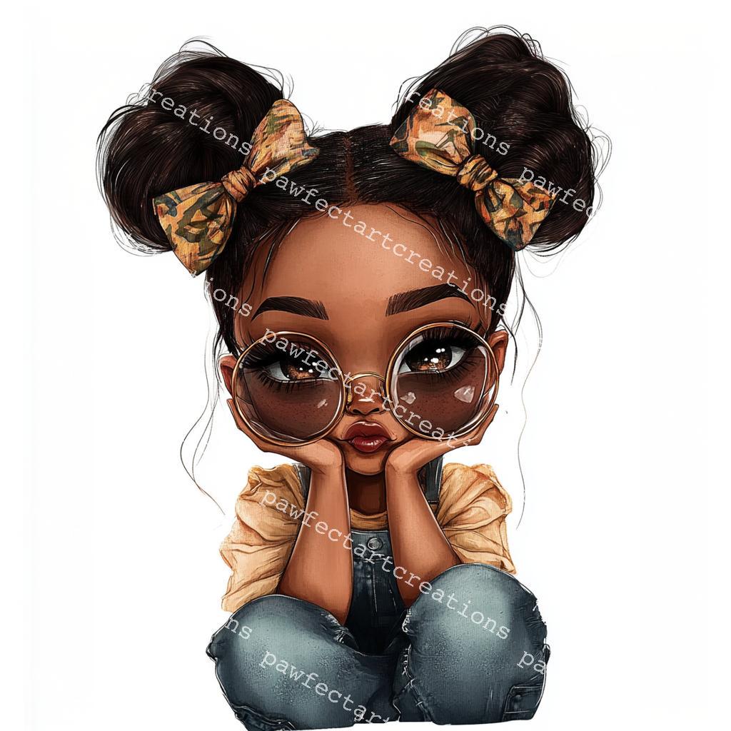 24 Black Girl Clipart: Watercolor Afro Girls, Junk Journal Graphics ...