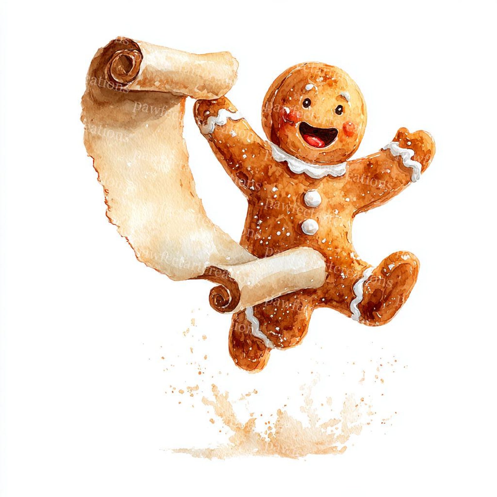 22 Gingerbread Holding Scroll Clipart, Cute Gingerbread, Christmas Art ...
