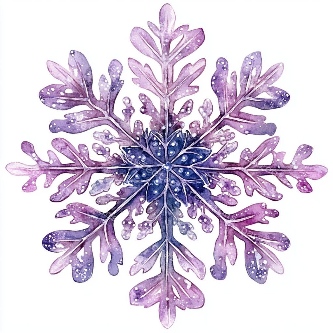 Purple Watercolor Snowflake Clipart: Winter Crafts (digital Download ...