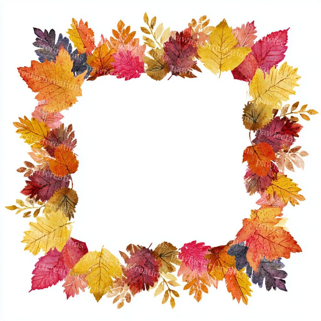 20 Autumn Leaves Frames Clipart, Frame Borders Clipart, Square Frame ...