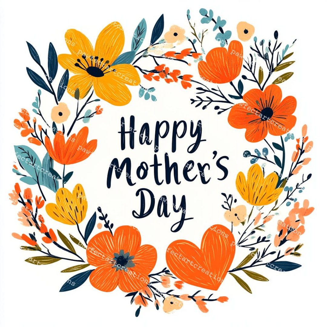 Mother's Day Wreath Clipart: Watercolor Floral Jpgs (digital Download ...