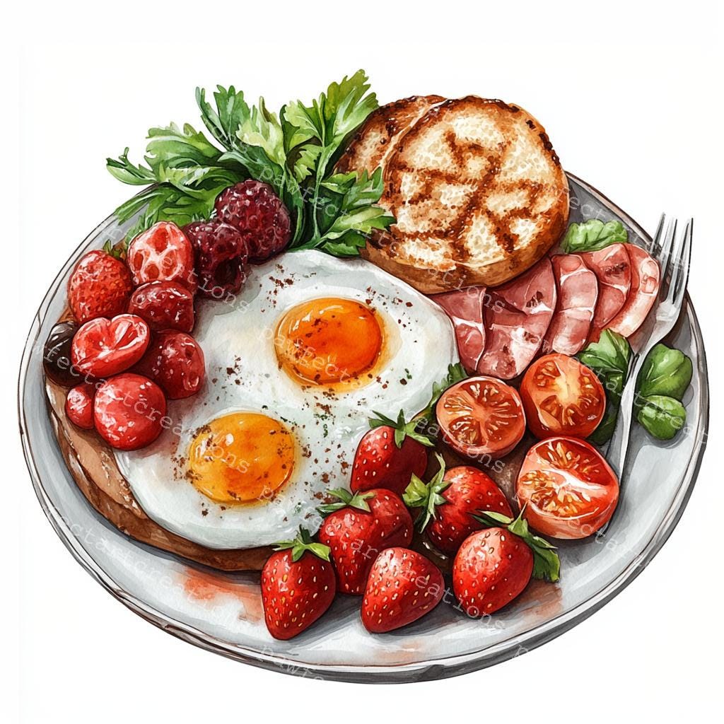Brunch Clipart: Watercolor Breakfast Art, Card Making (digital Download ...