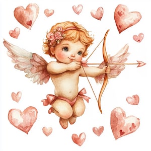 10 Cute Cupid Clipart, Valentine's Day Clipart, Love Spell, Printable ...