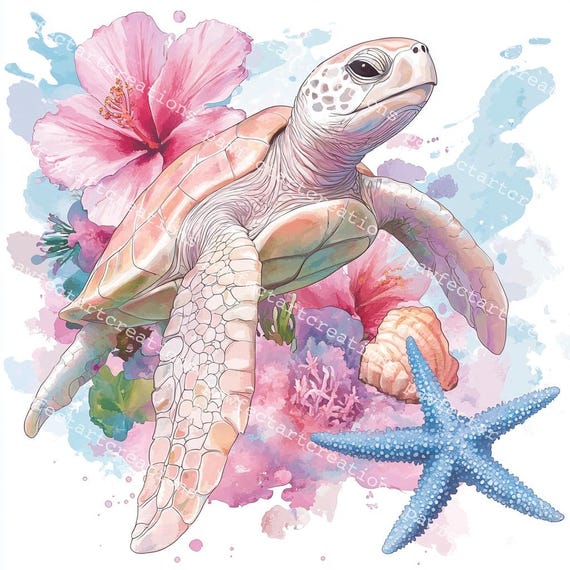 Pink Sea Turtle Clipart