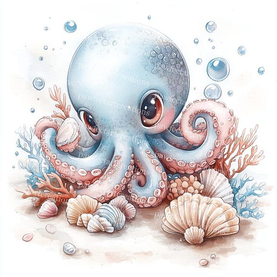 Octopus In Ocean Cartoon
