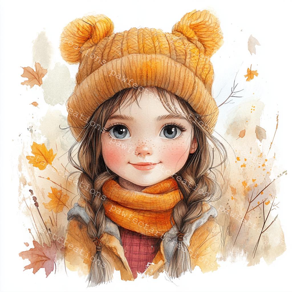 Autumn Girl Clipart: Watercolor Fall Season Jpgs (digital Download) - Etsy