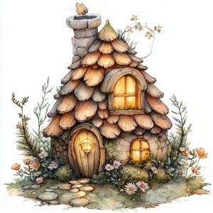 14 Whimsical Fairy House Clipart, Cozy Fairy House, Various Fairy ...