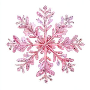 14 Pink Snowflake Clipart, Watercolor Snowflake, Winter Crafts ...