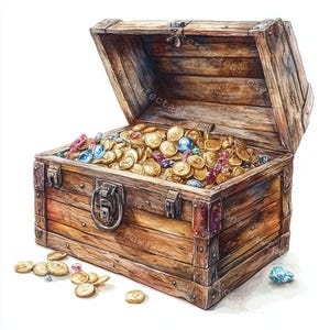 12 Treasure Chest Clipart, Pirate Chest, Printable Watercolor, High ...