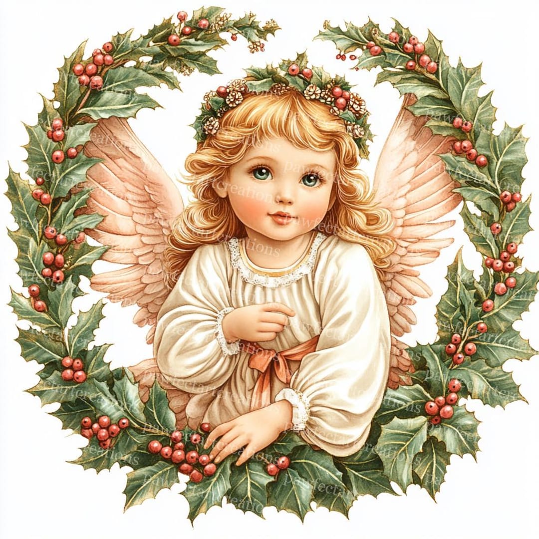 Christmas Angel Watercolor Clipart: Holiday Card & Decor (digital ...