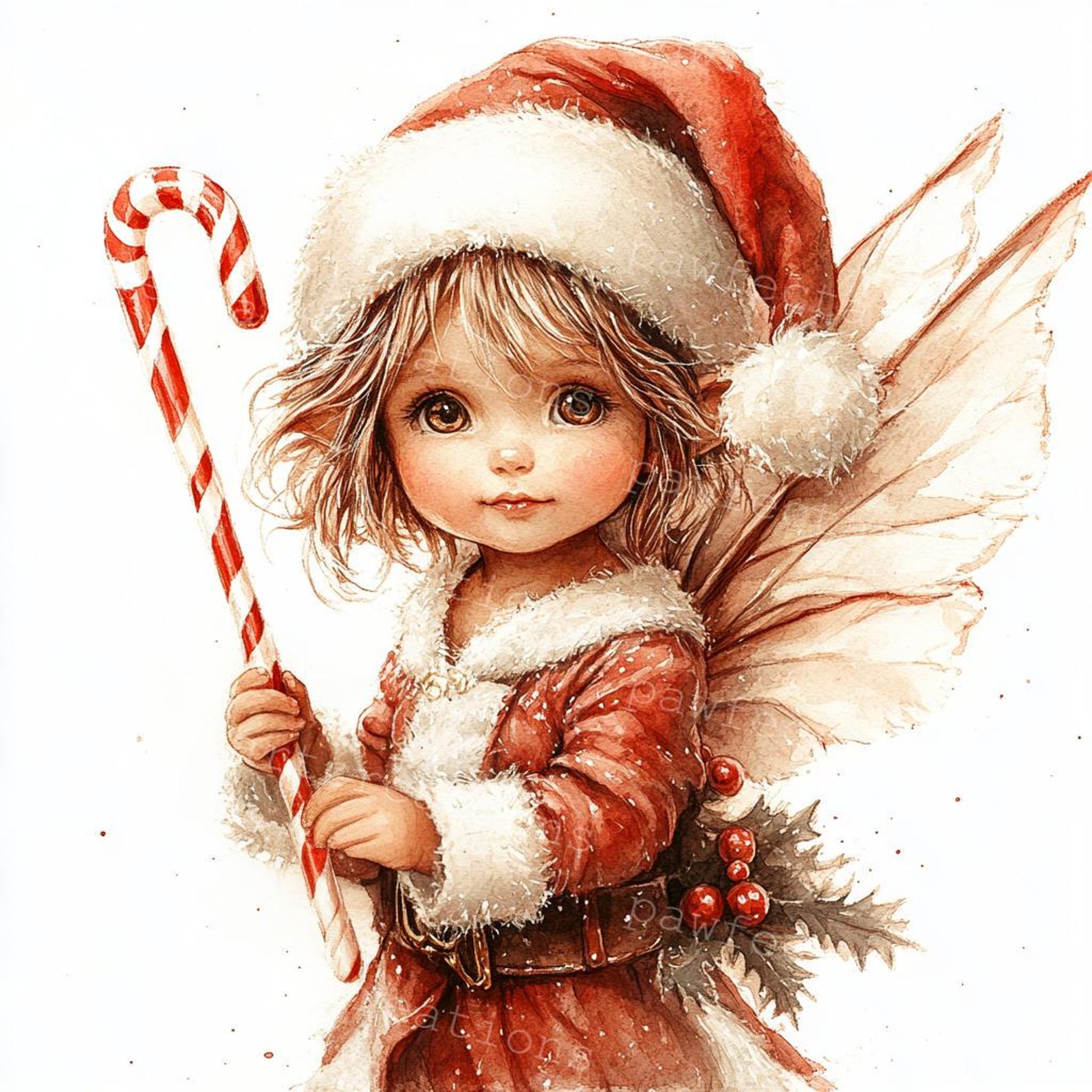 Christmas Fairy Clipart: Watercolor Santa, Junk Journal (digital ...