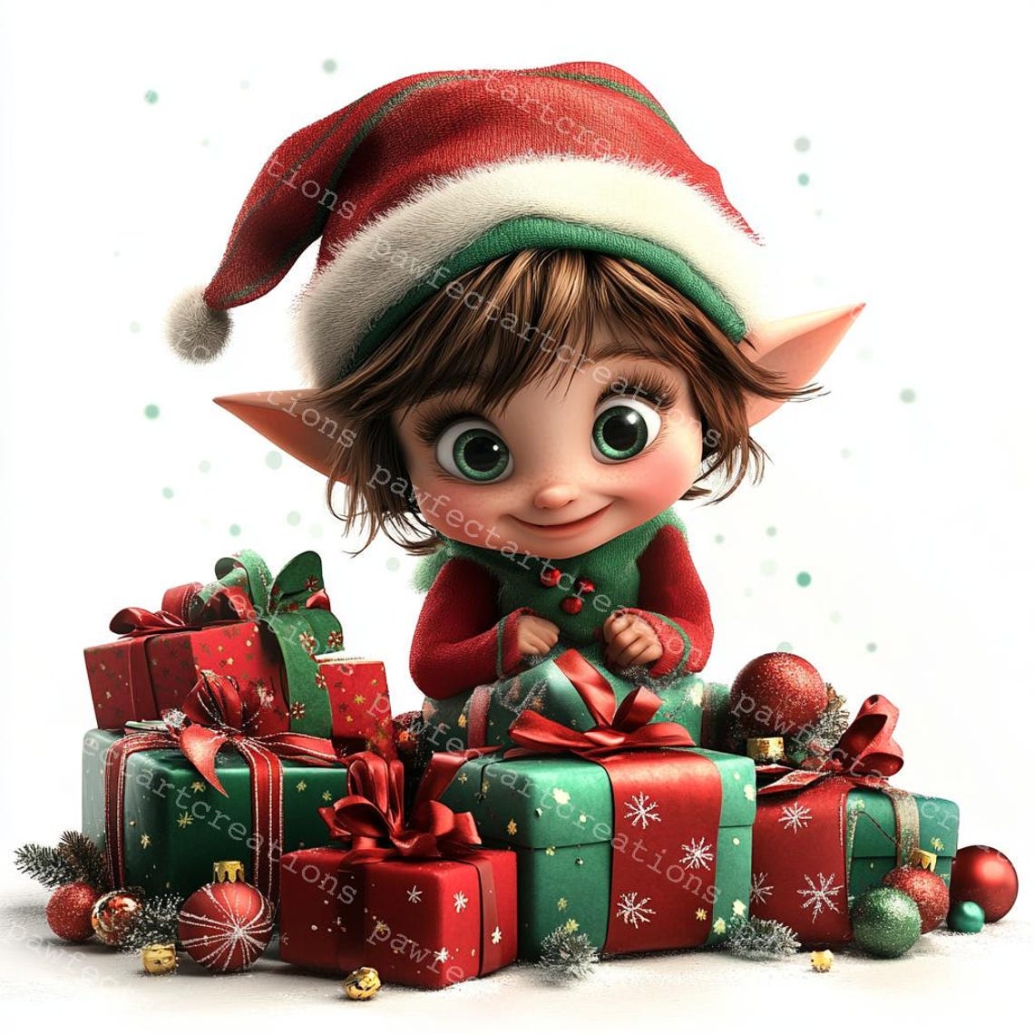 10 Christmas Elf Clipart, Santa Elves Clipart, Christmas Elves, Cute ...