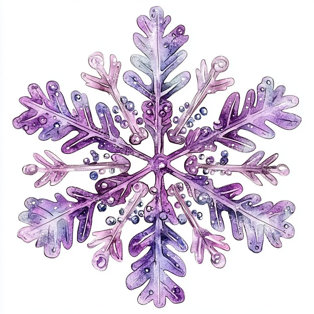 Purple Watercolor Snowflake Clipart: Winter Crafts (digital Download ...