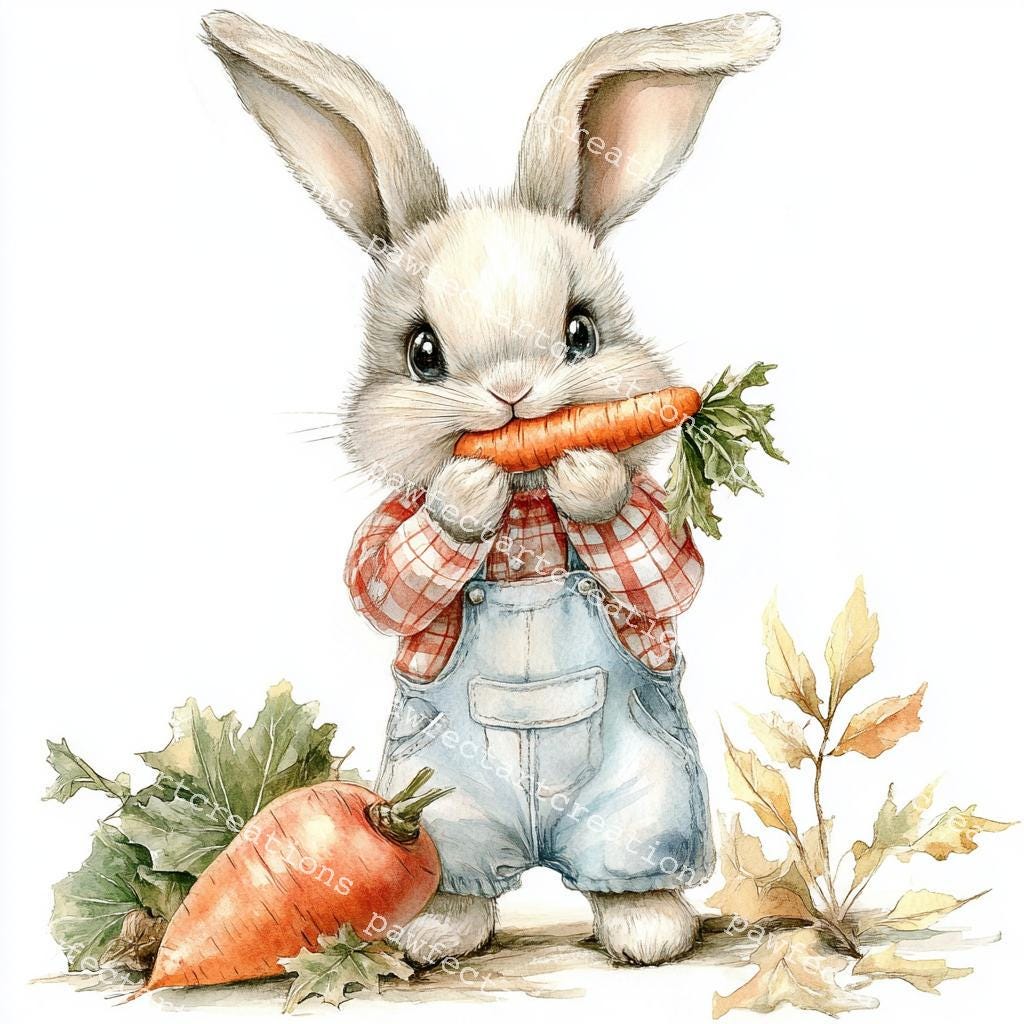 16 Harvester Bunny Clipart, Thanksgiving,set 2,cute Bunny,printable ...