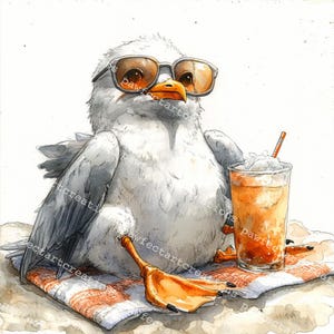 10 Funny Seagull Clipart, Quirky Seagull, Printable Watercolor, High ...