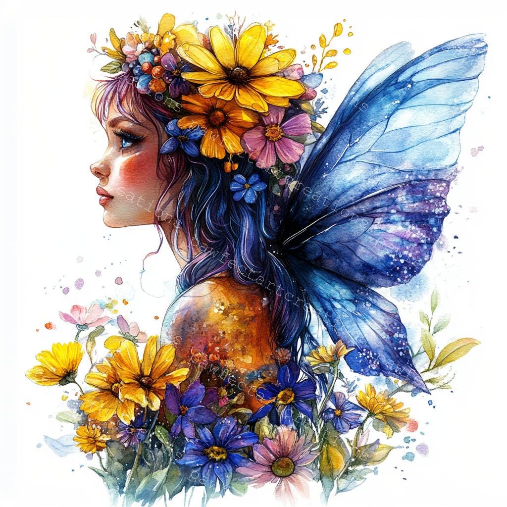 Floral Fairy Clipart: Watercolor Flower Fairies (digital Download) - Etsy