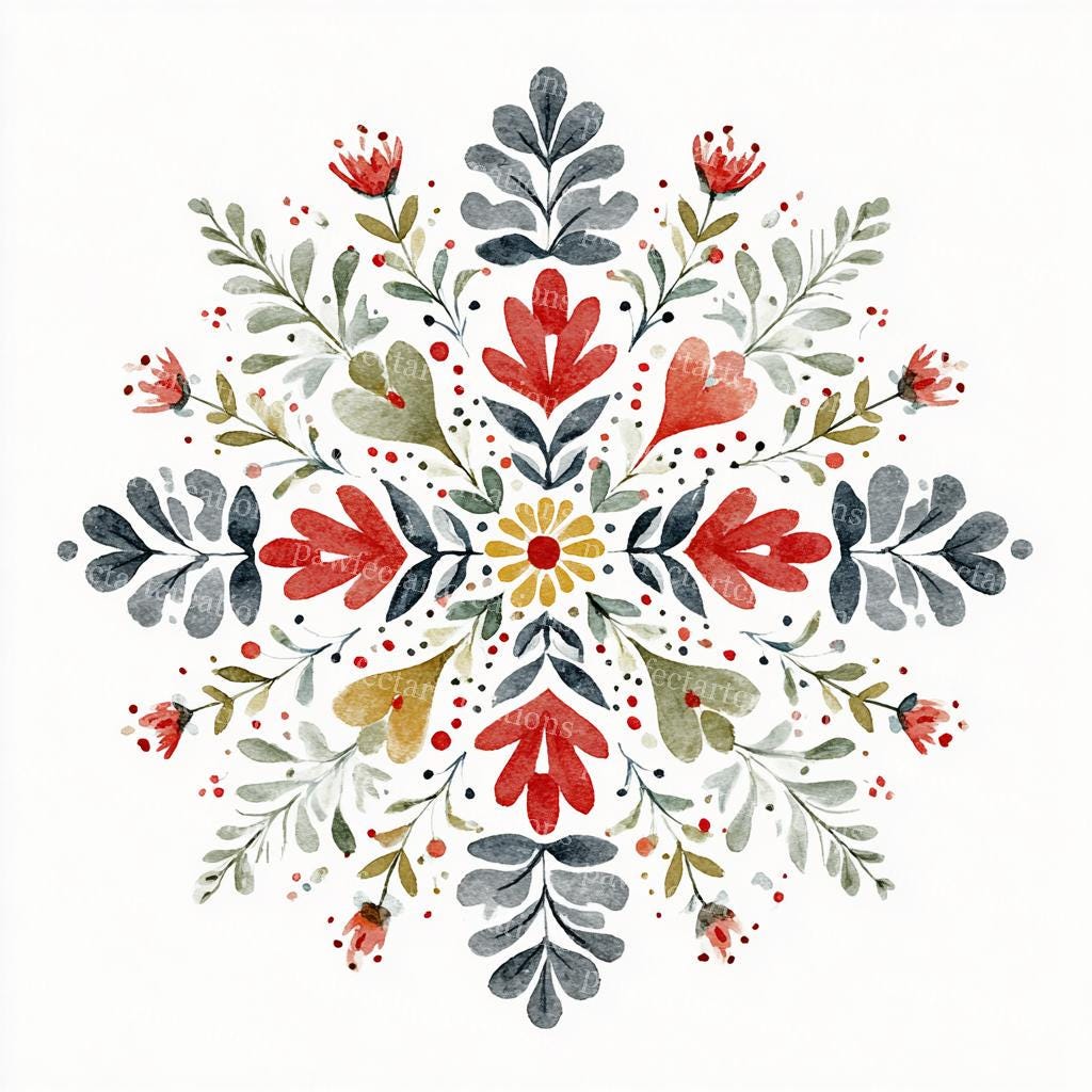 28 Scandinavian Folk Art Snowflake Clipart, Cute Christmas, Printable ...