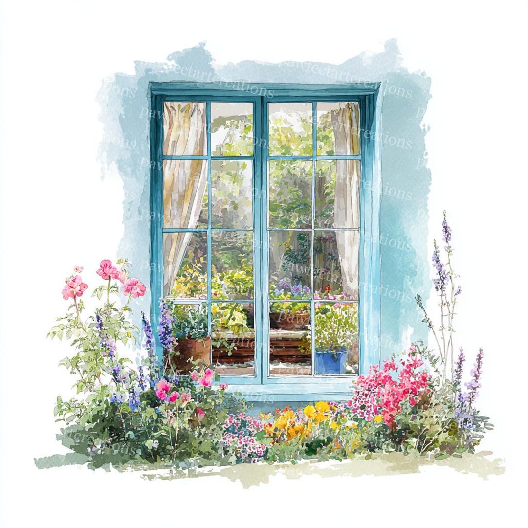 25 Window With Garden View Clipart,spring Garden, Cozy Home Decor ...