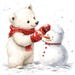 Christmas Polar Bear Clipart: Watercolor Bear & Snowman (digital ...