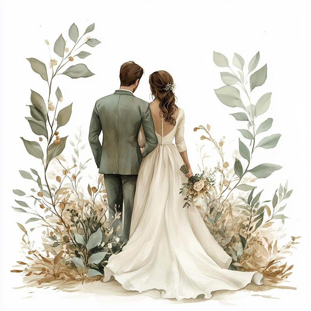 12 Bride and Groom Clipart, Wedding Invitation,wedding Couple,printable ...