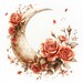 12 Floral Moon Clipart, Moon Crest Clipart,moon Sublimation,printable ...